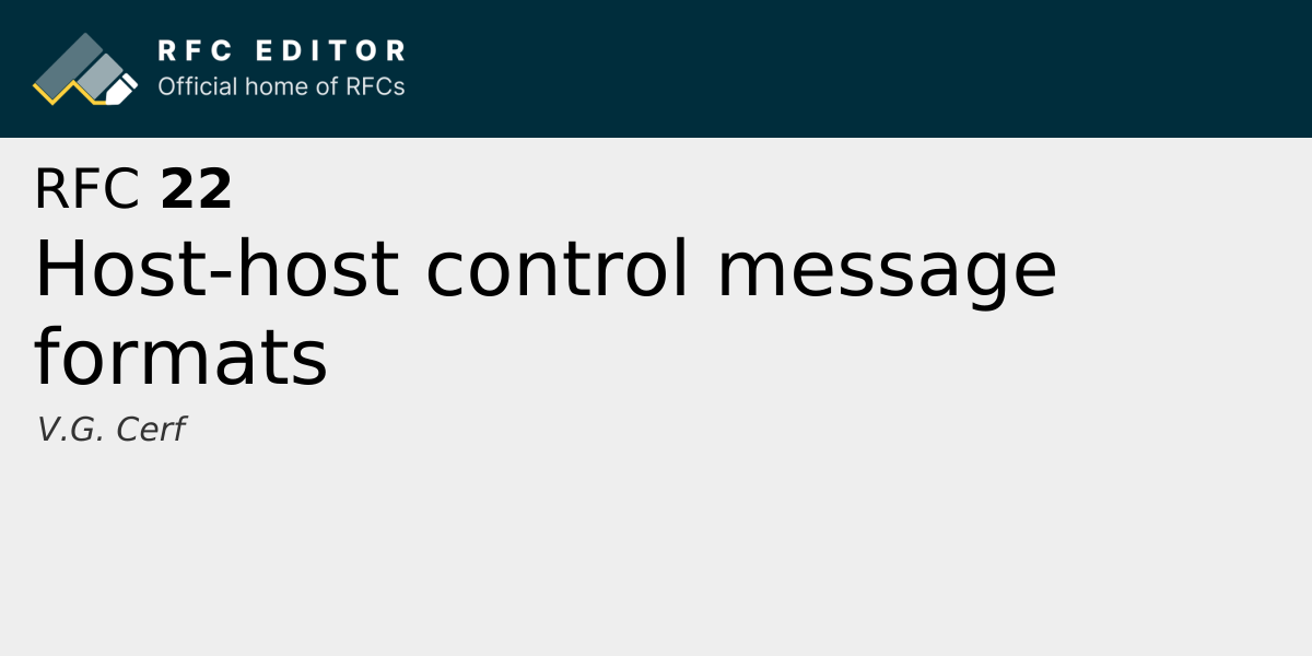 RFC 22: Host-host control message formats | RFC Editor