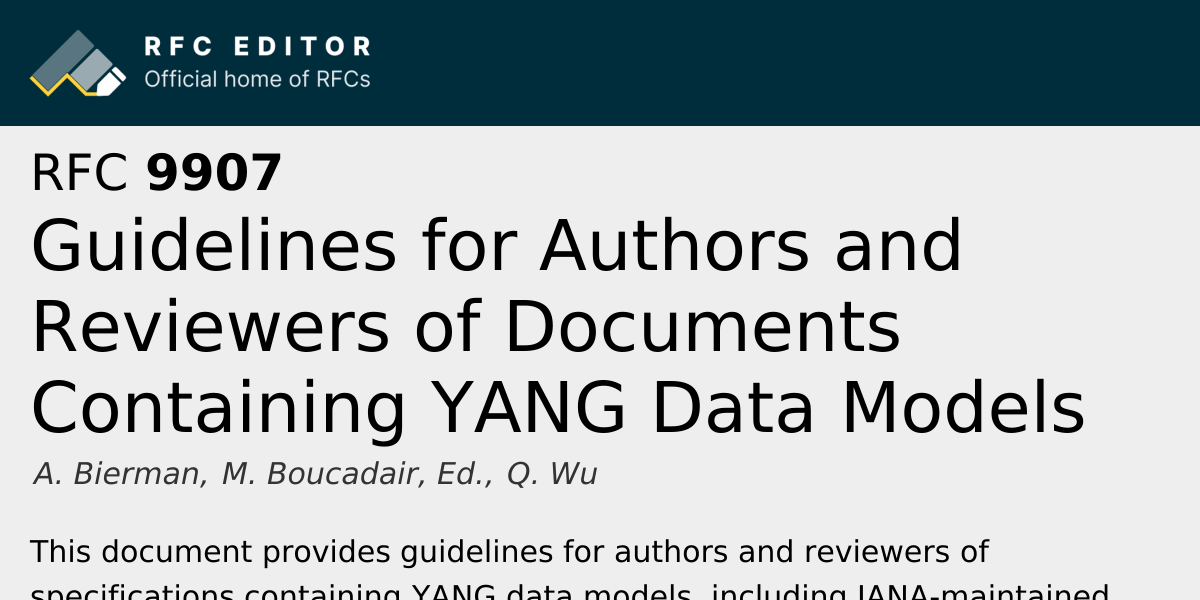 RFC 9907: Guidelines for Authors and Reviewers of Documents Containing ...